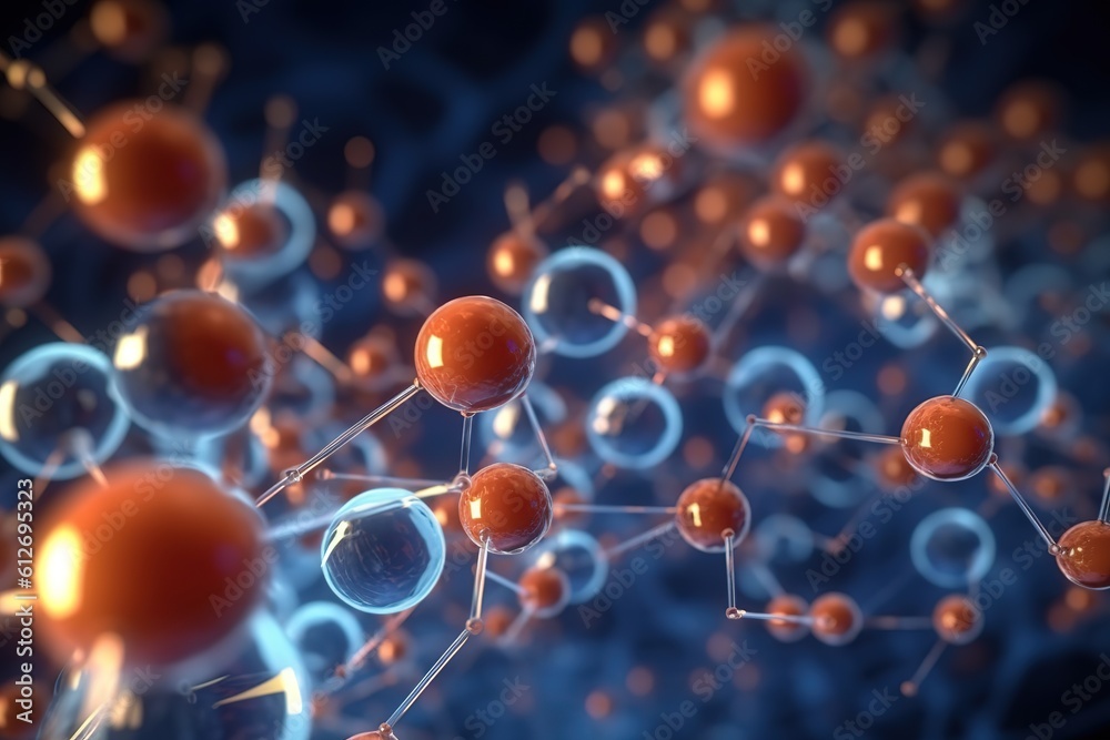 Conceptual 3D illustration of molecules in motion. Generative AI ...