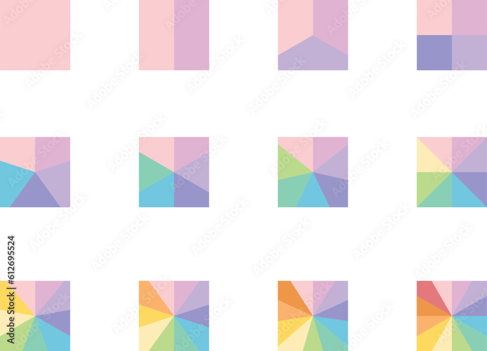 12 square chart parts. square 1 to 12 sections Percent graph, diagram ...