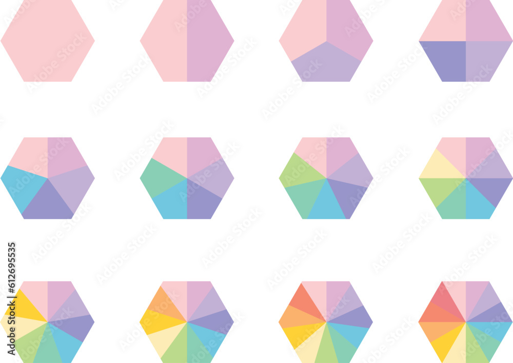 Vetor de 12 Polygon chart parts. polygon 1 to 12 sections Percent graph ...