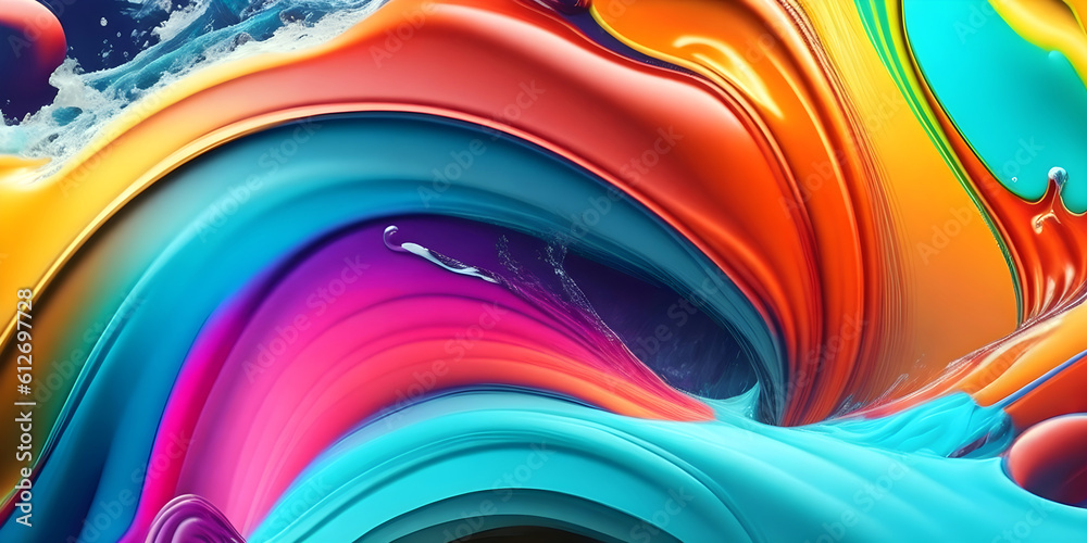 Color wheel like paint flow in rainbow. Swoosh of color. generative AI ...