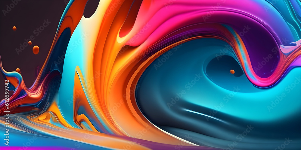 Artistic color wheel like paint flow rainbow color spectrum in mid air ...