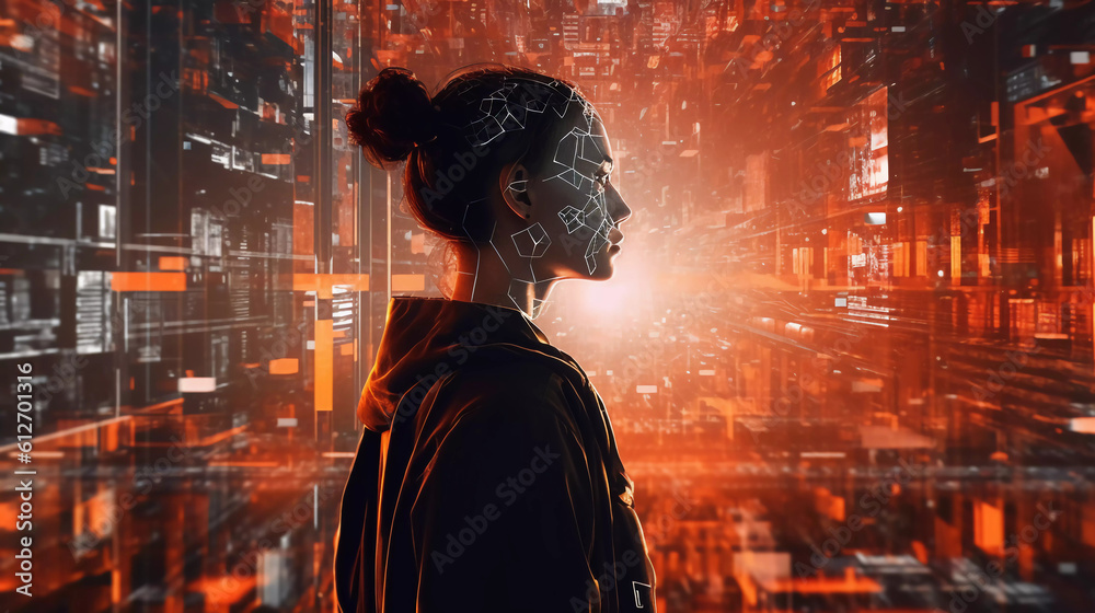 Digital graphics Futuristic 3D Concept, Big Data Center , Chief Technology Officers Standing In ...