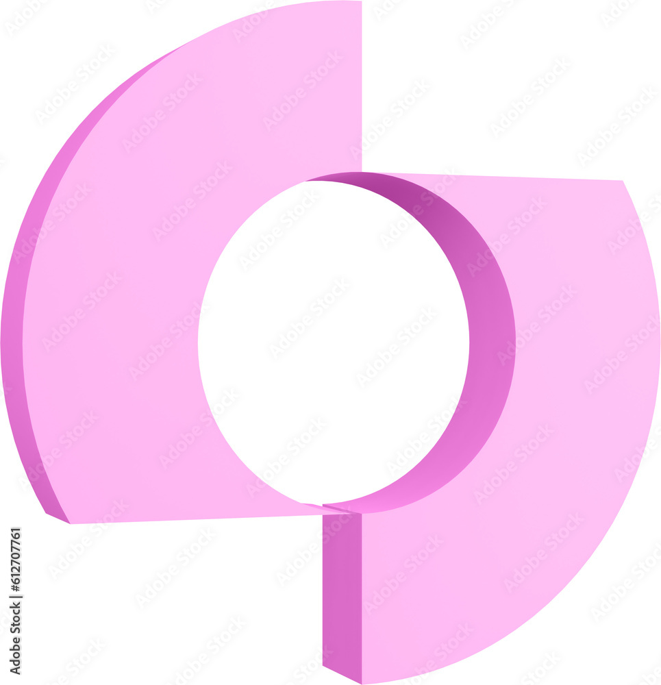 3d illustration render logo in the form of a circle of pink on a ...