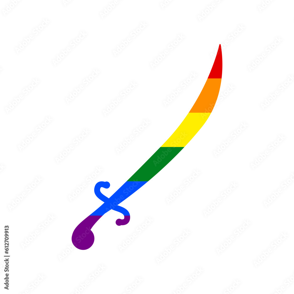 Sword sign illustration. Rainbow gay LGBT rights colored Icon at white ...