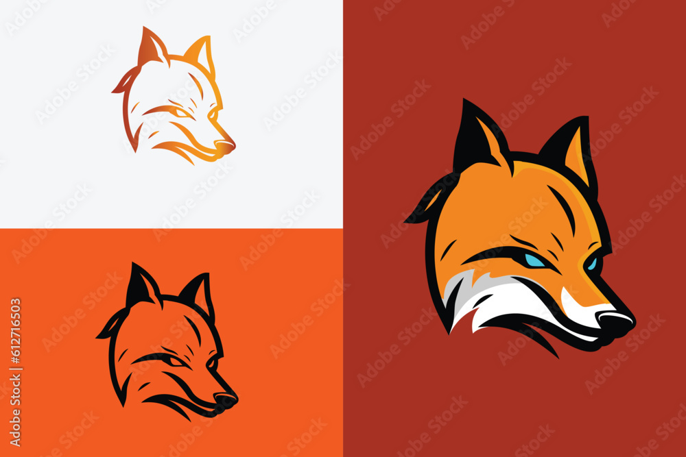 fox head game logo assets, fox logo for your brand Stock Vector | Adobe ...