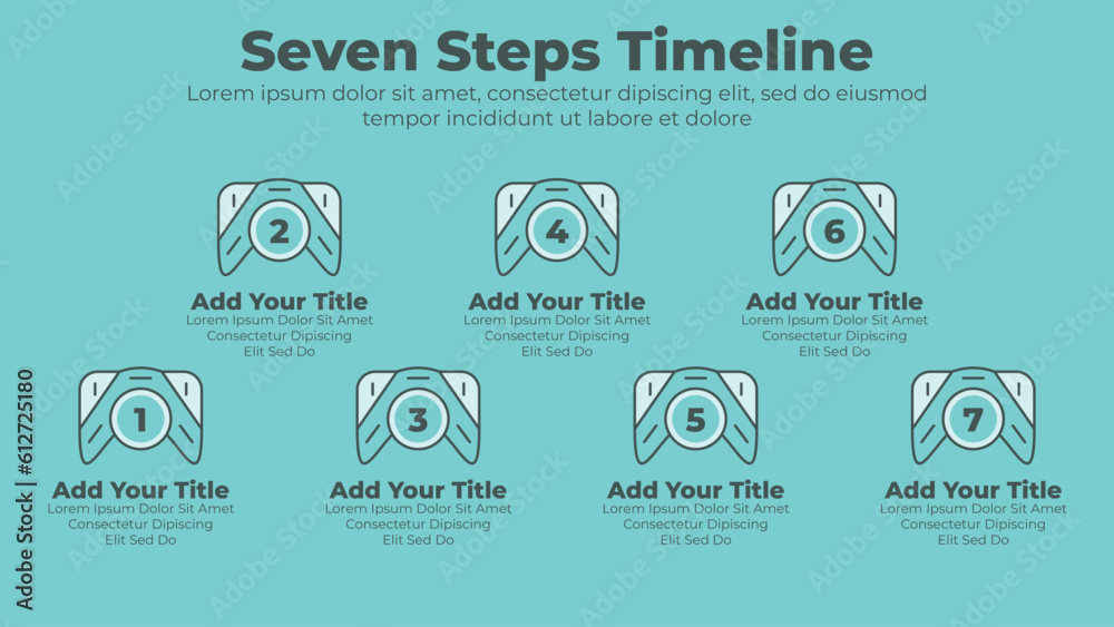 Flat banners for infographic presentation slide with 7 options or steps ...