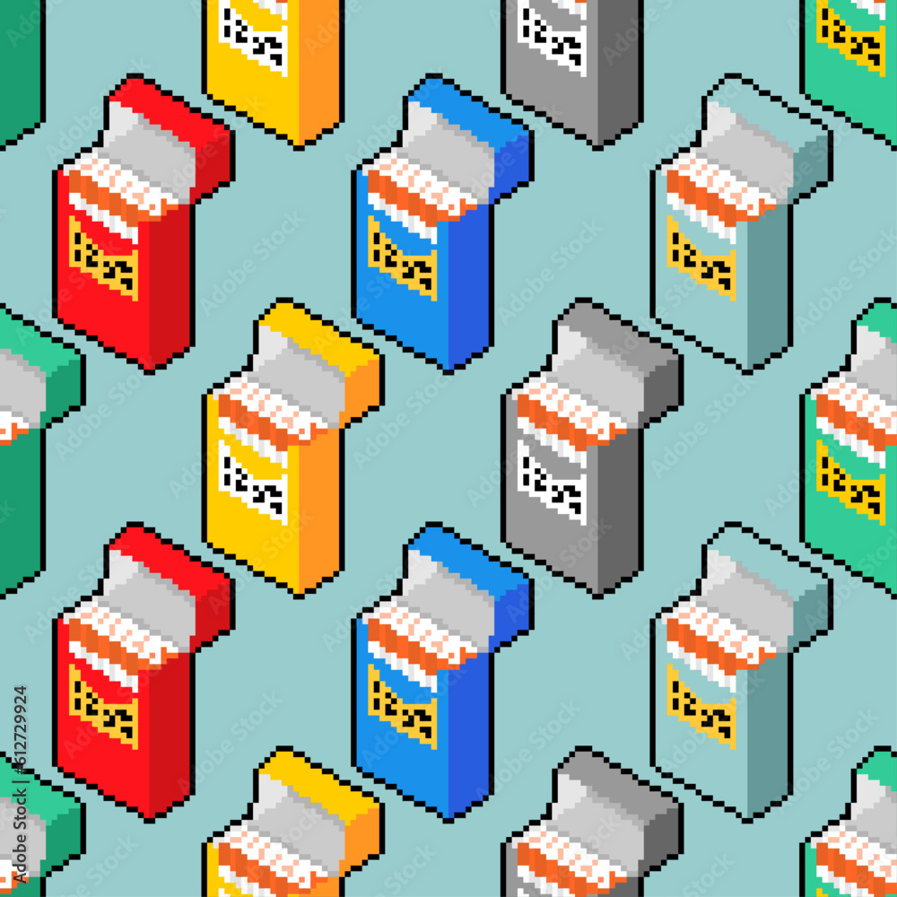 Pack of cigarettes pixel art pattern seamless. 8 bit pixelated ...