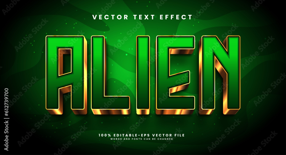 Alien 3d editable vector text effect. Modern concept text effect, with ...