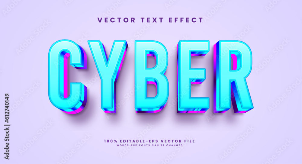 Luxury cyber 3d editable vector text effect, with blue and purple ...