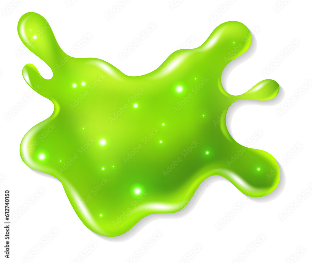 Green slime. Bright toxic shiny liquid blob splatter, spot of poison ...