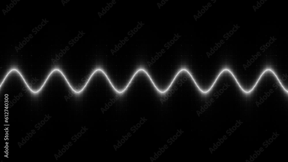 Monochrome Black And White Sine Wave Energy Wave Frequency Digital Dot ...