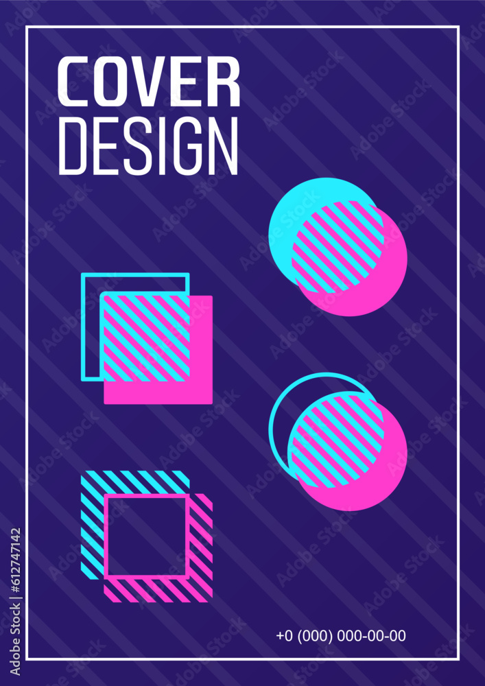 Festive party card design template. Poster with flat illustrations and ...