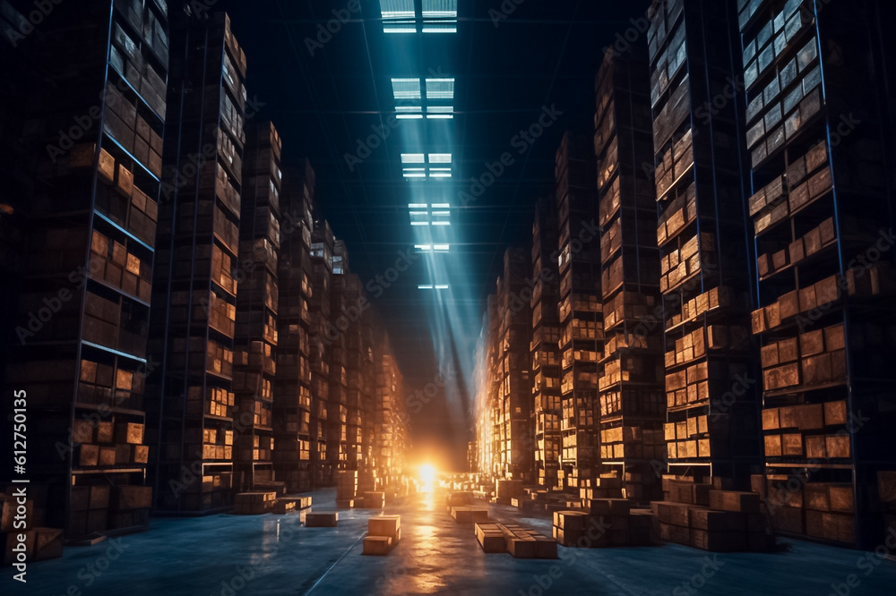 the enchanting allure of a spotless indoor warehouse, where a ...