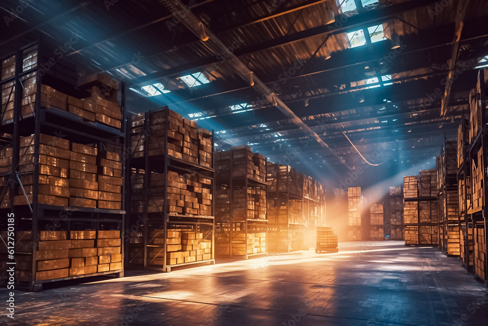 the enchanting allure of a spotless indoor warehouse, where a ...