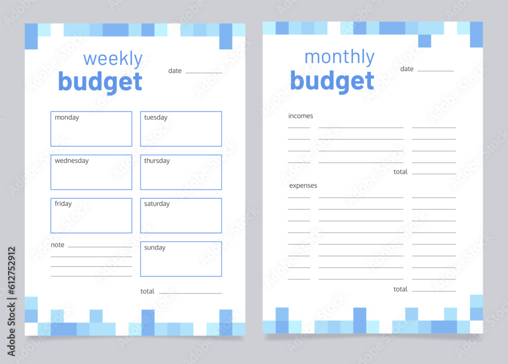 Planning budget worksheet design template. Blank printable goal setting ...