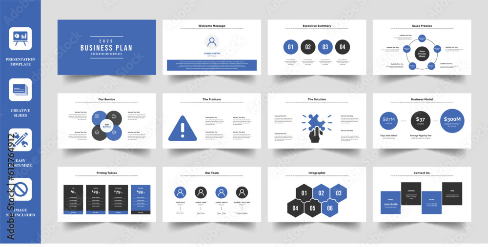 Business Plan Presentation Template Stock Vector | Adobe Stock
