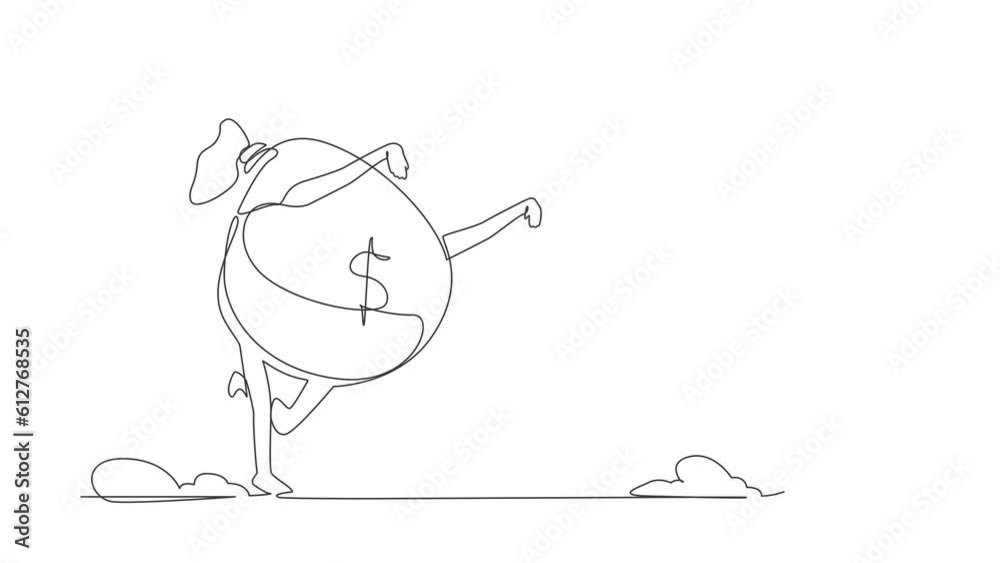 Self drawing animation of single line draw Arab businesswoman being ...