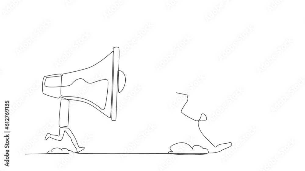 Animated Self Drawing Of Continuous One Line Draw Robot Being Chased By