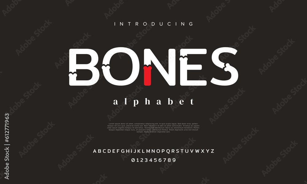 Abstract bones digital technology logo font alphabet. Minimal modern ...