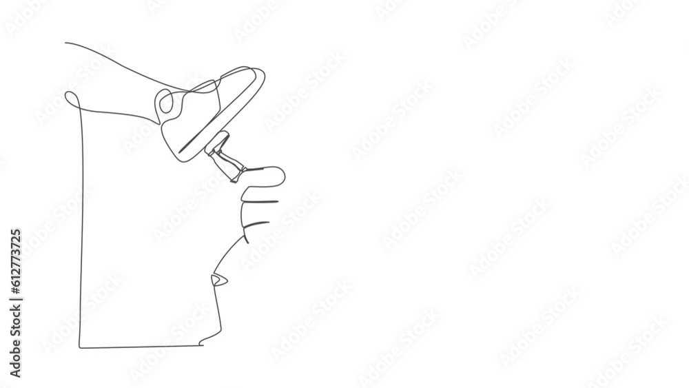 Self drawing animation of single one line draw robot against giant ...