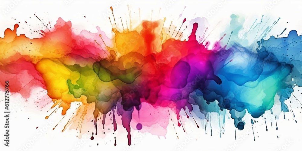 watercolor rainbow splash, rainbow splashes, spray-paint style, color ...
