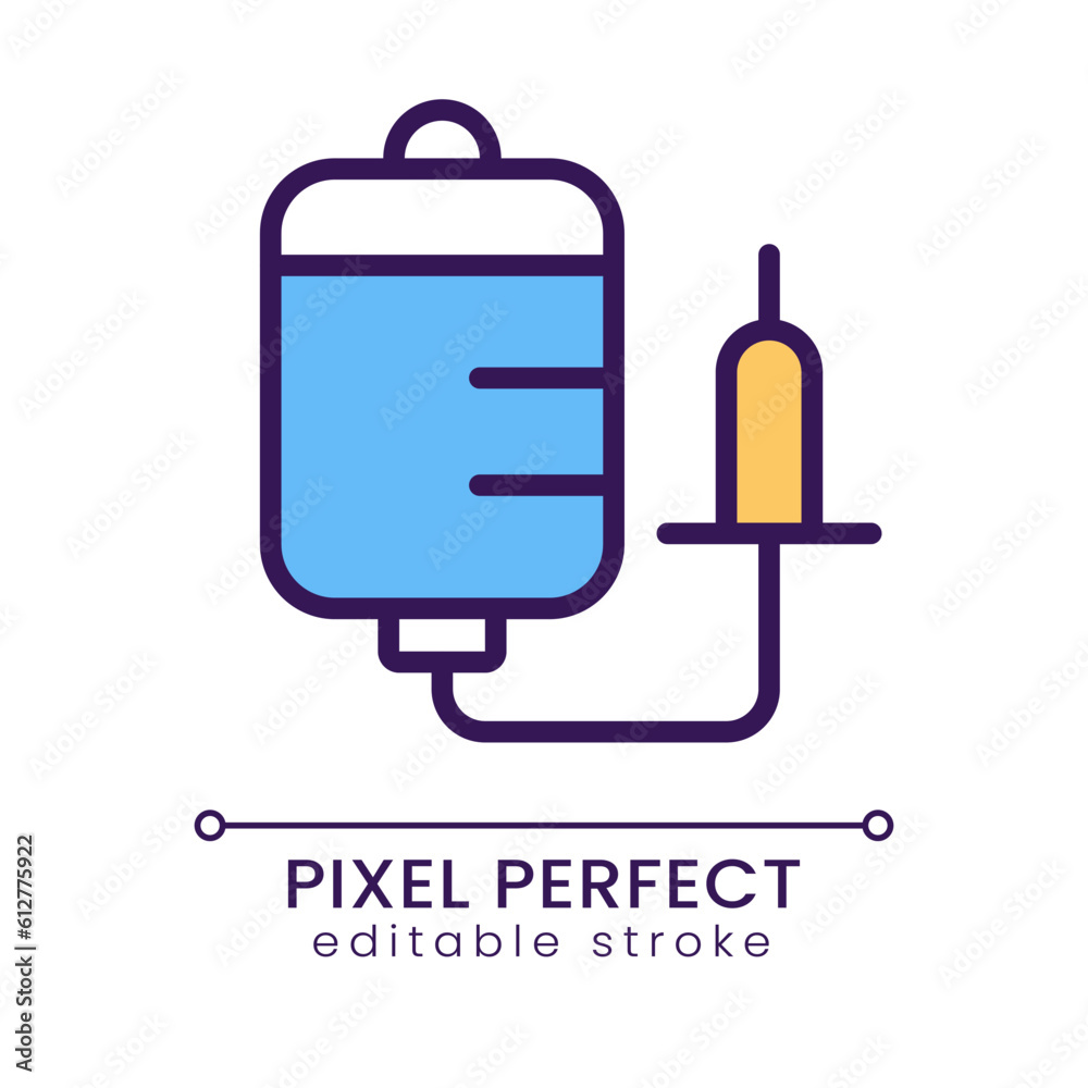 Intravenous therapy pixel perfect RGB color icon. Medicine ...
