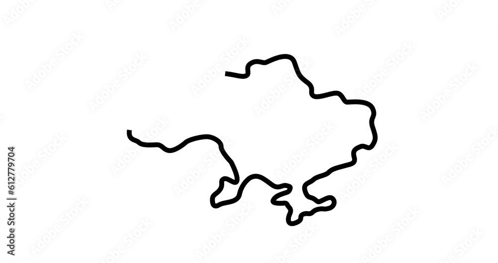 Map of Ukraine outline drawing animation filled with colours of ...