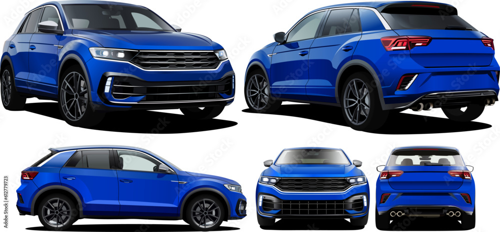 Vetor de Realistic Vector Blue 3d Car SUV Isolated with transparency ...