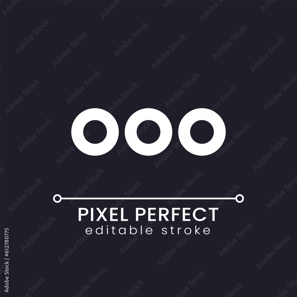 More options button pixel perfect white linear ui icon for dark theme. Website elements. Vector ...