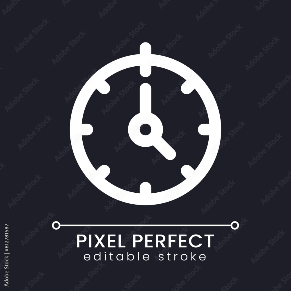 Stopwatch pixel perfect white linear ui icon for dark theme. Time ...
