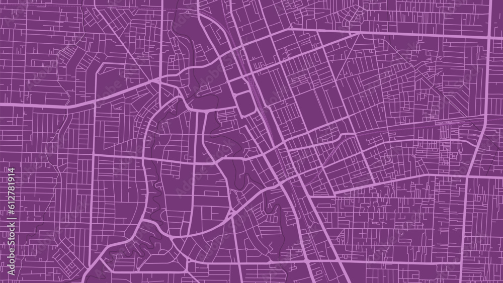 Detailed map poster of Medan city, linear print map. Purple skyline ...