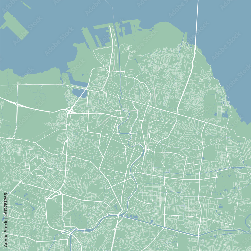 Vector map of Surabaya, Indonesia. Urban city road map art poster ...