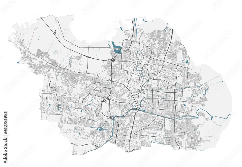 Surabaya map. Detailed map of Surabaya city administrative area ...