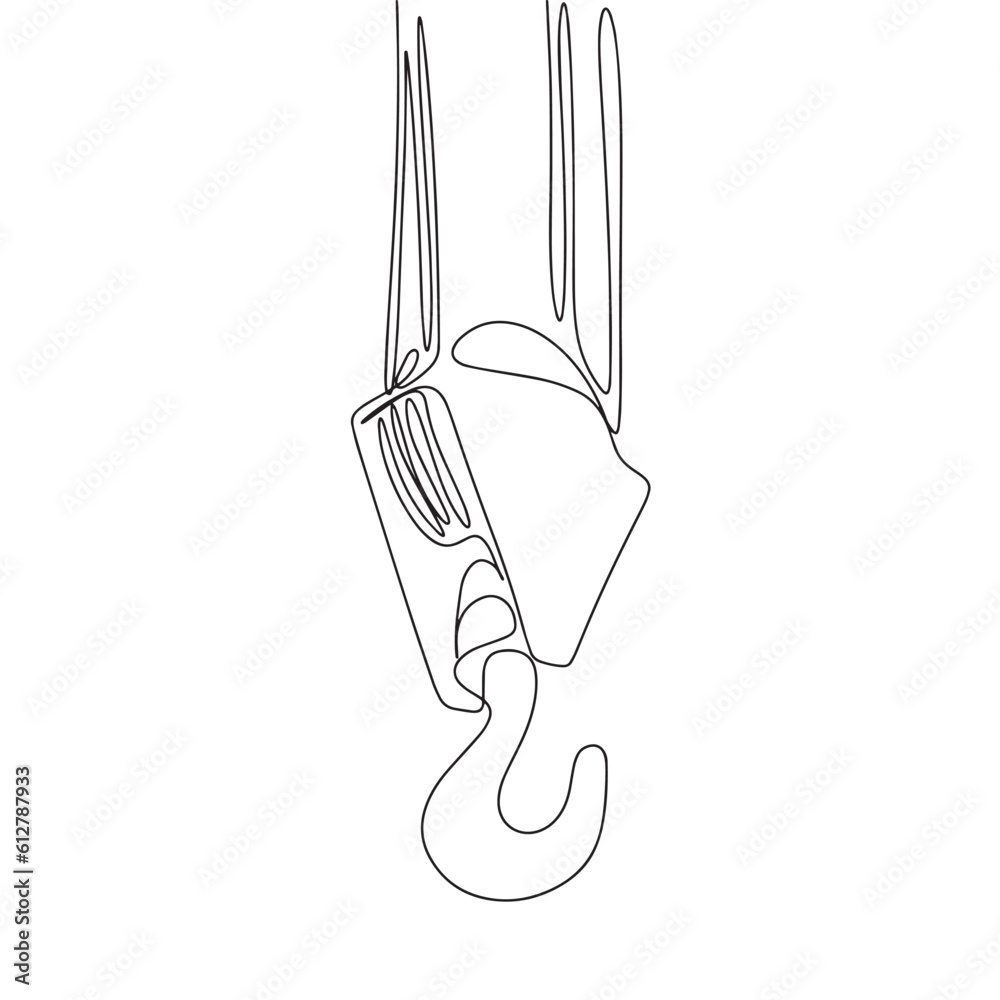 Continuous one line drawing hook. Stylish building crane hook vector ...