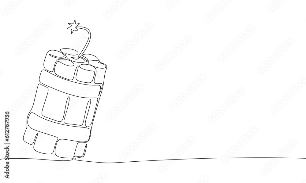 Continuous one line drawing explosives. Explosives vector hand drawn ...