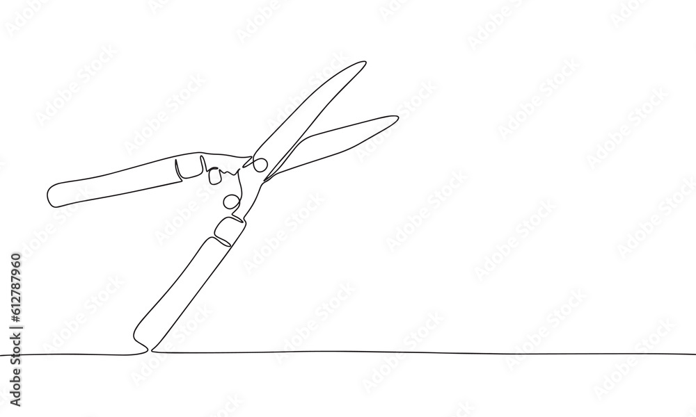 Continuous one line drawing secateurs. Gardening scissors vector hand ...