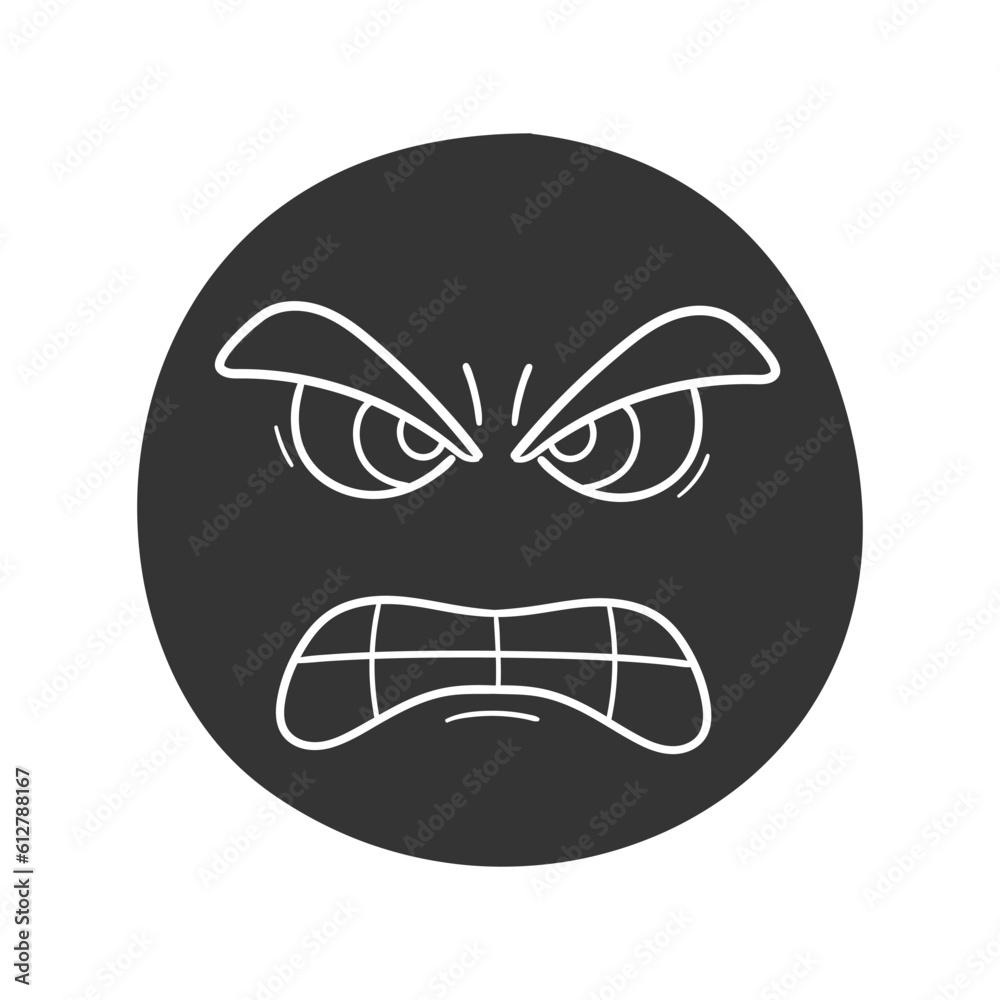 Vecteur Stock Angry Emoji Icon Silhouette Illustration. Aggresive ...