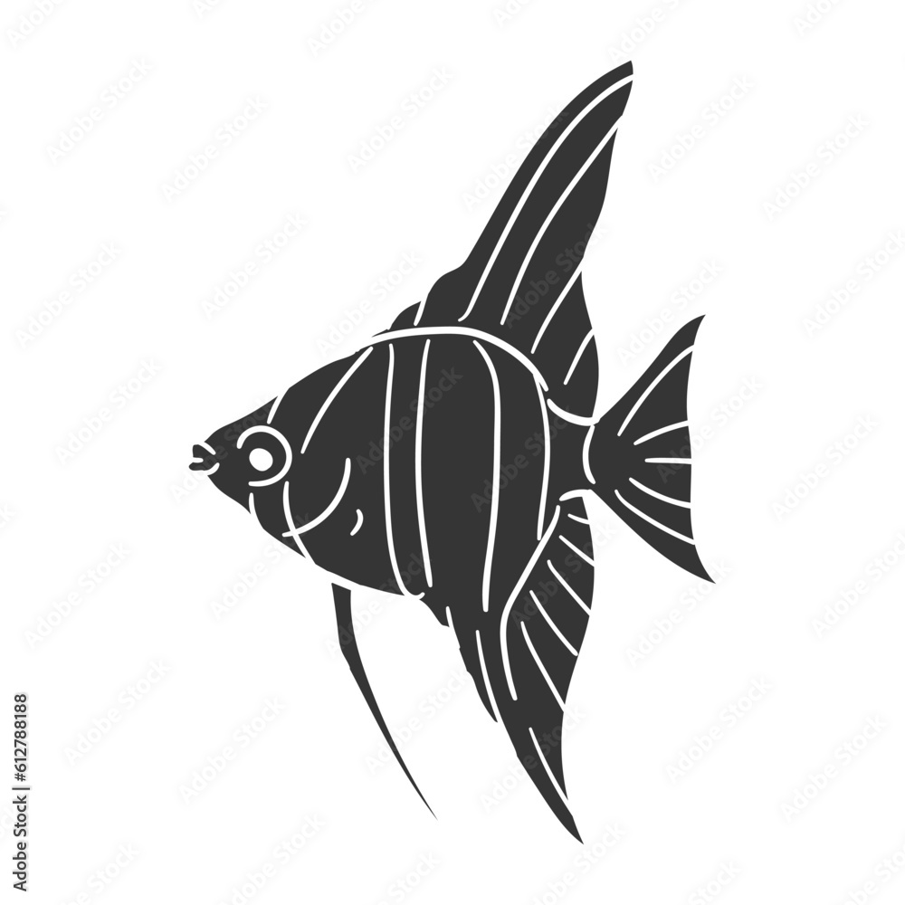 Angelfish Icon Silhouette Illustration. Aquarium Fish Vector Graphic ...