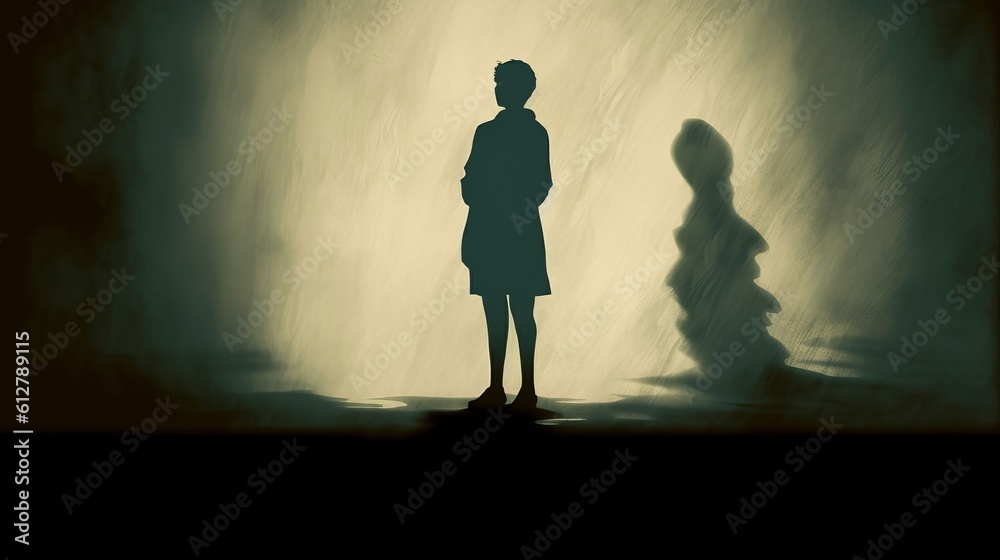 Shadow's Burden: A Dark Presence Depicting Depression, Rendered by ...