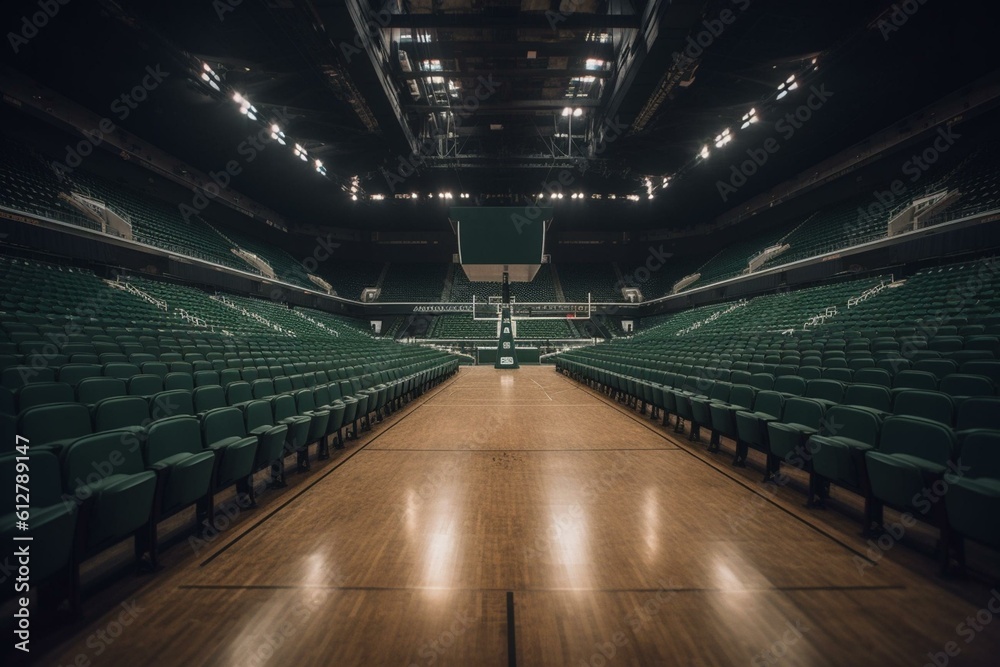 Stunning volleyball arena features olive green seating and VIP viewing ...