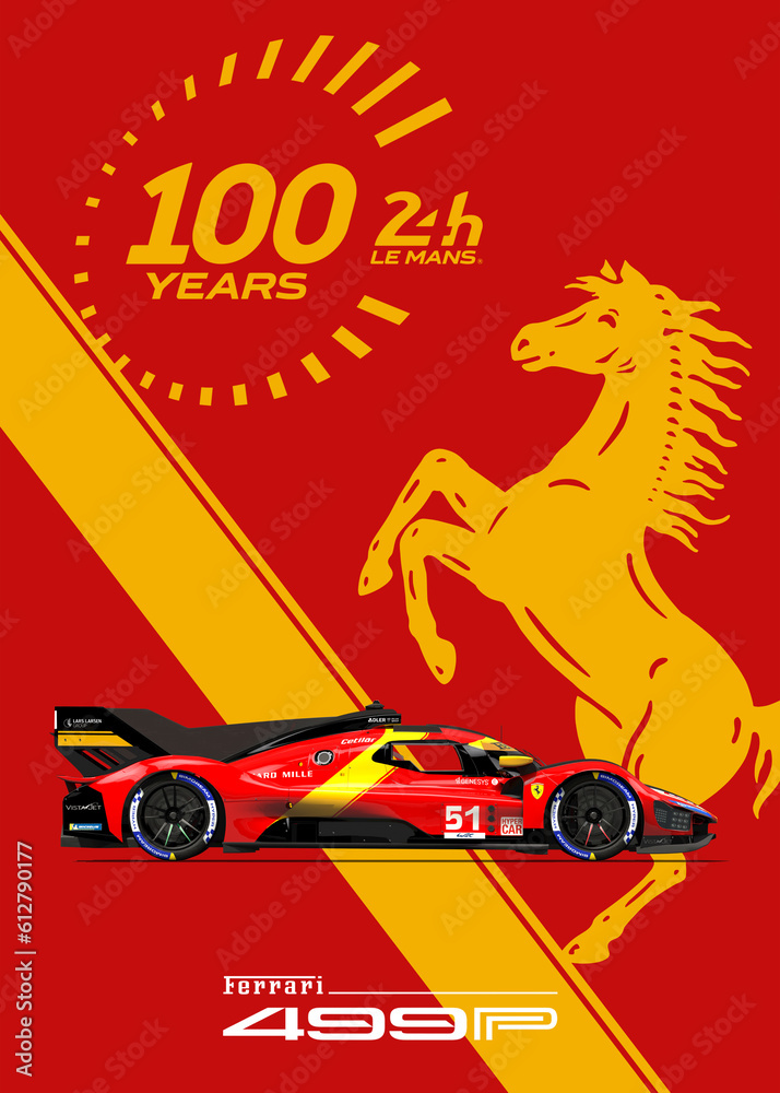 100 years le mans 24 hours, winner ferrari 499p poster Stock ...