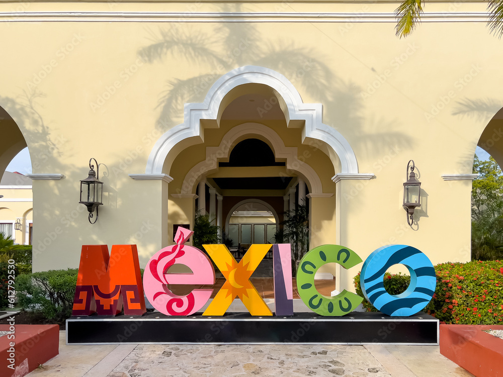 Cancun, Mexico - June 6, 2023: A colorful Mexico sign in an outdoor ...