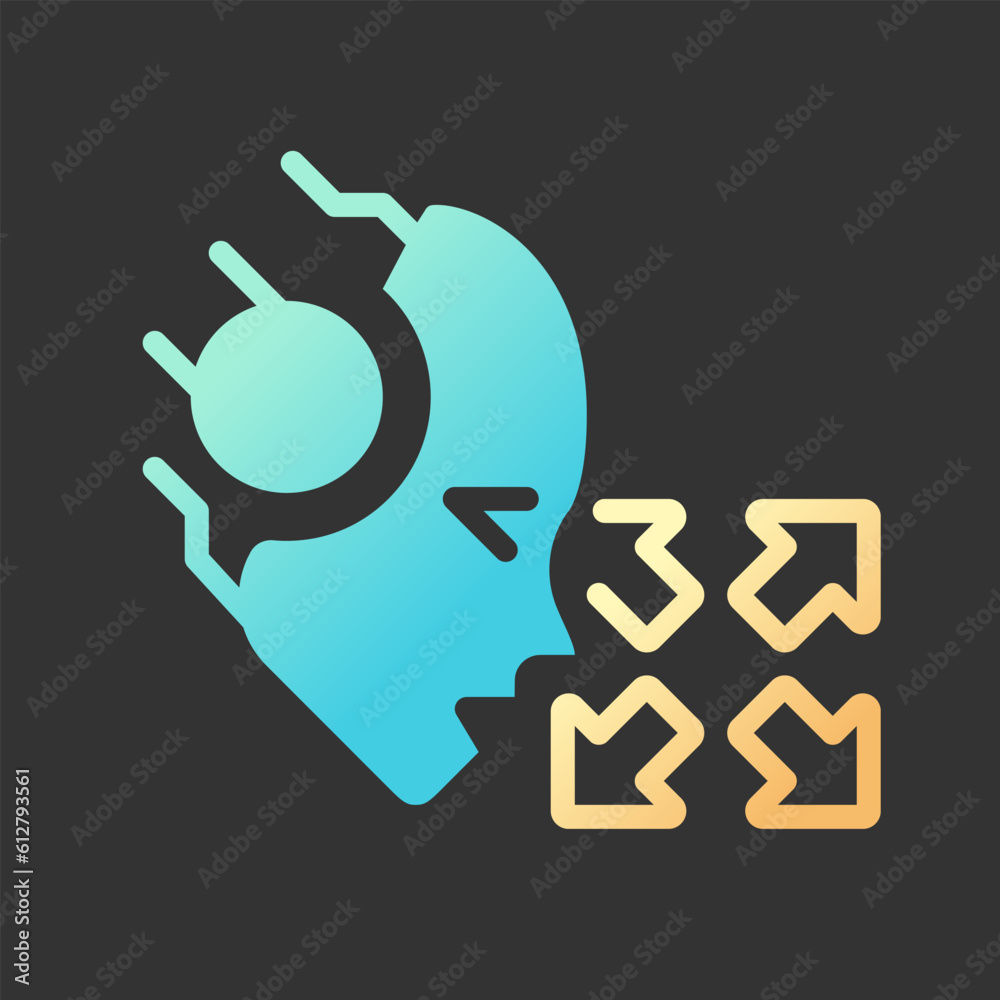 AI moves gradient glyph icon with lineart for dark theme. Autonomous ...