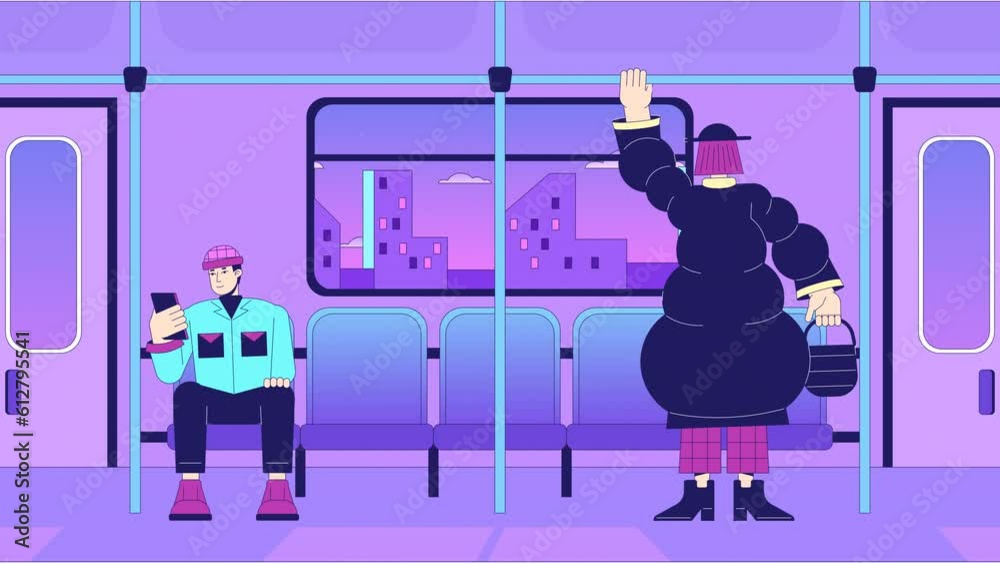 Commuter rail lo fi animation. Public transport. Rail travel. Train ...