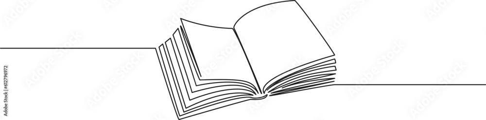 continuous single line drawing of open book, line art vector ...