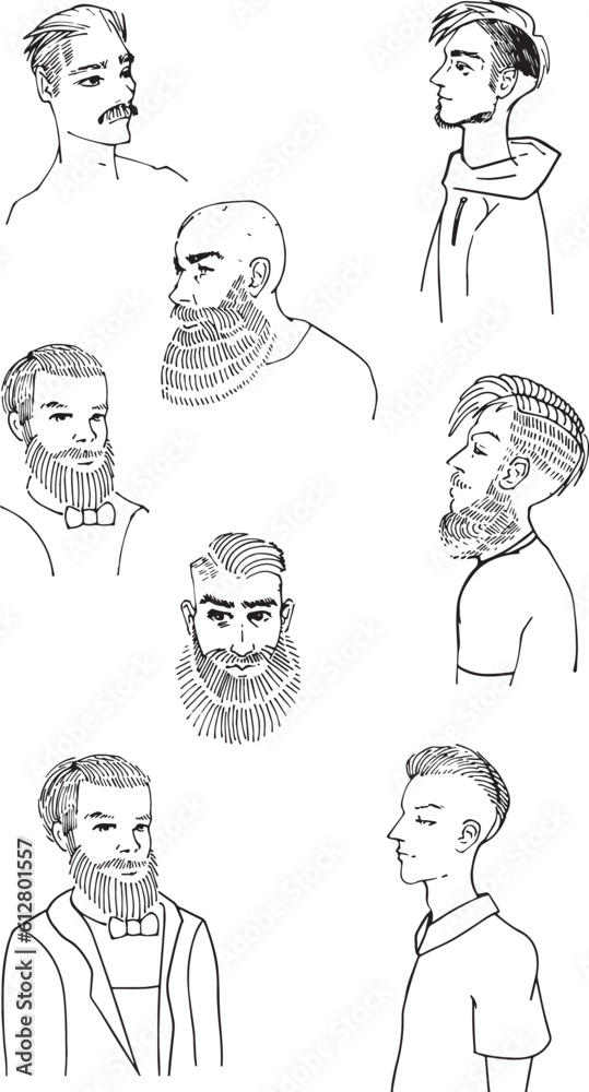 Man Portrait Simple Sketch Model Face For Barbershop Logo Men's Goods ...