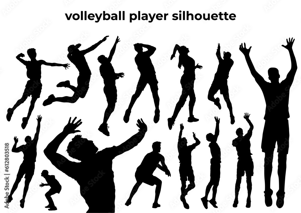 volleyball silhouettes collection. Silhouette of a person playing ...