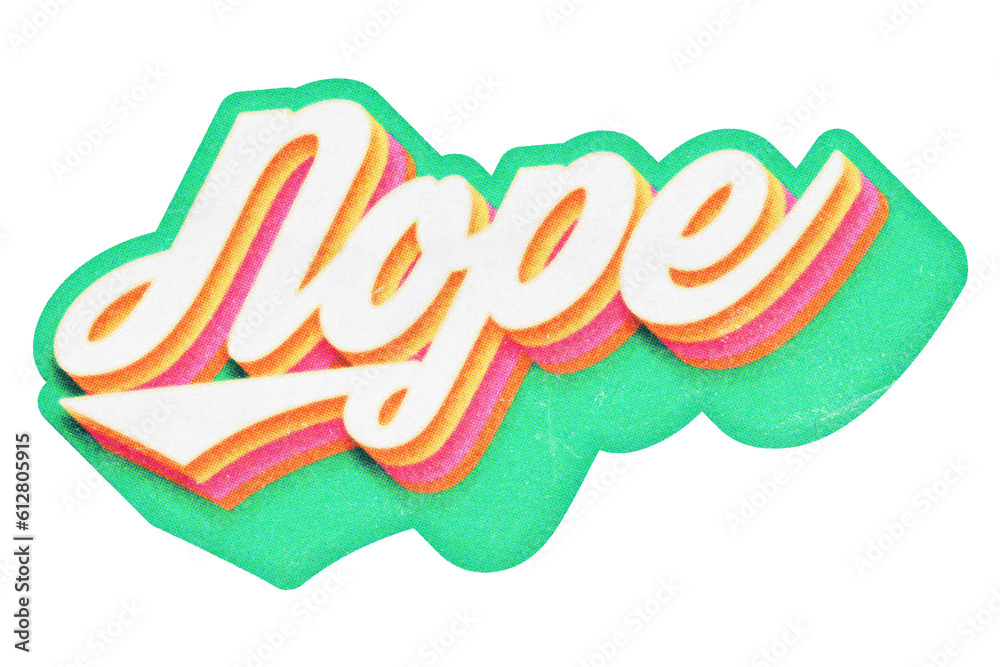 Word Nope paper cut-out in retro three-dimensional script lettering ...