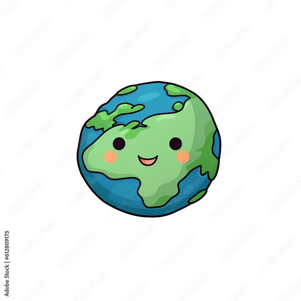 cute earth global world cartoon on transparent background, generative ...