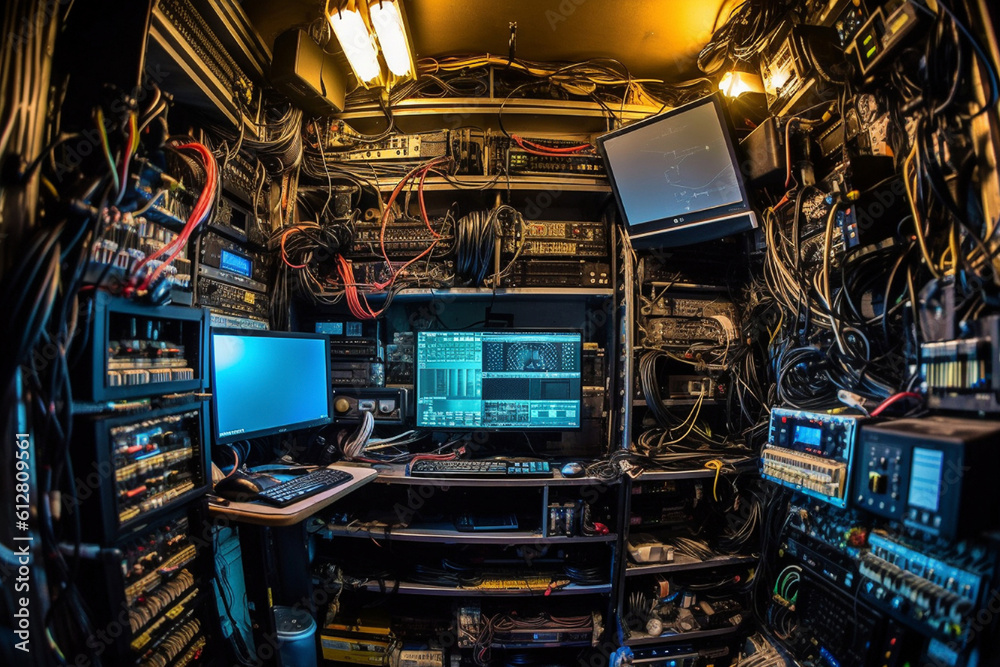 computers and radio equipment, created by a neural network, Generative ...